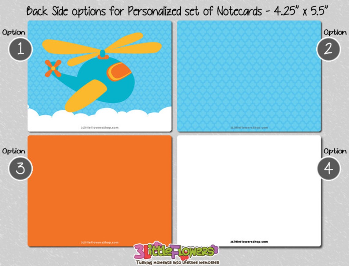 Helicopter Note Cards Set of Personalized Note Cards 4.25 - Etsy