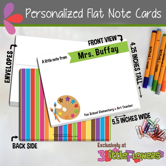 Art Teacher Note Cards Set of Personalized Note Cards | Etsy