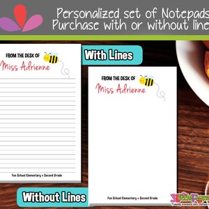Teacher Notepads - Bee Notepads - Personalized Notepads - Teacher ...