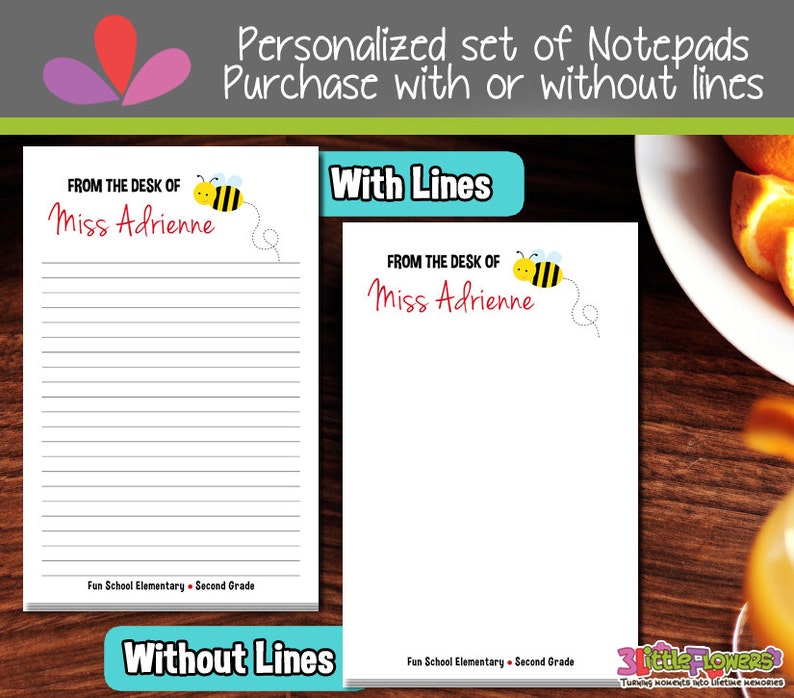 Teacher Notepads - Bee Notepads - Personalized Notepads - Teacher ...