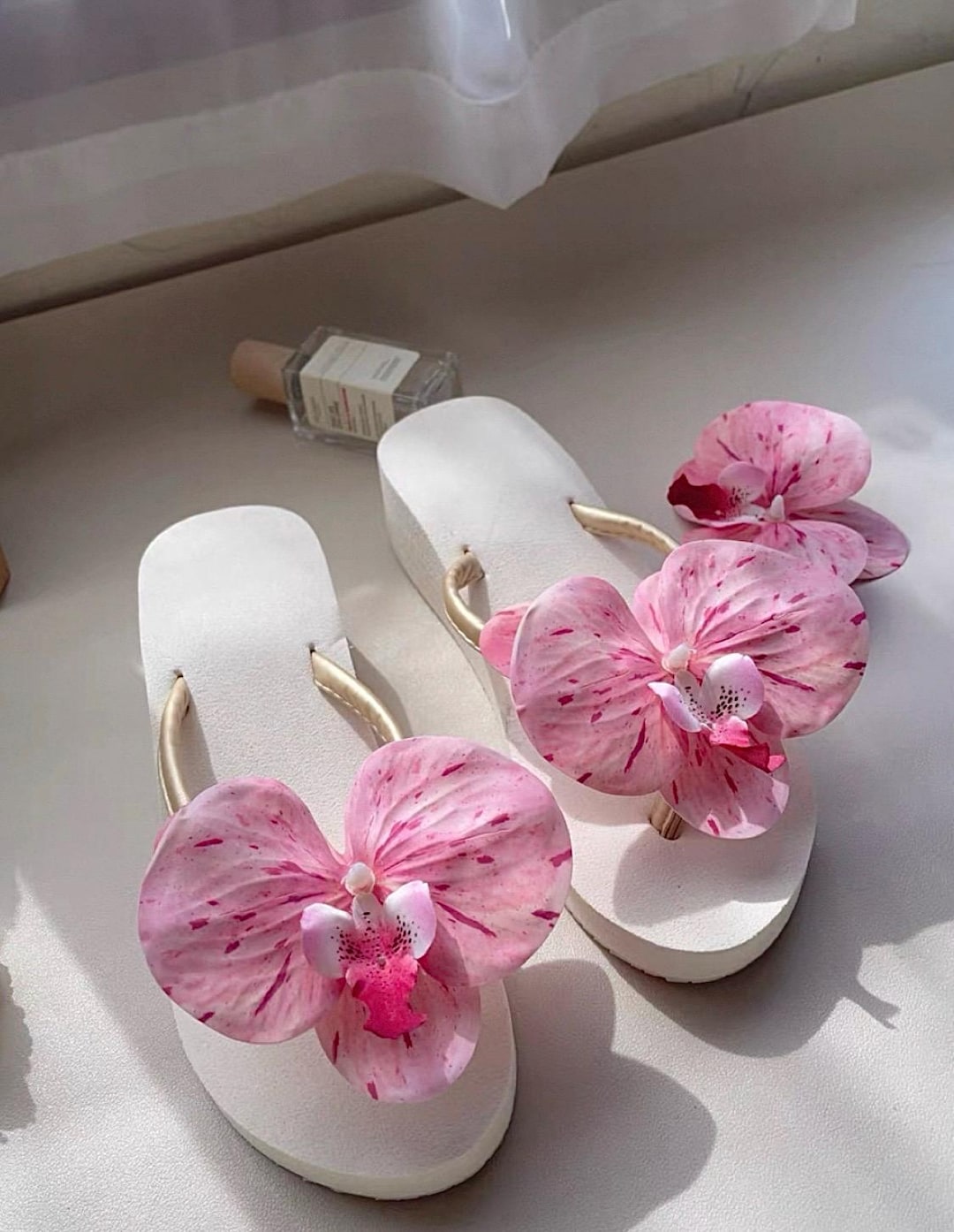 Orchid Flip Flops Sandals, Tropical Shoes With Orchid Flower, Bali ...