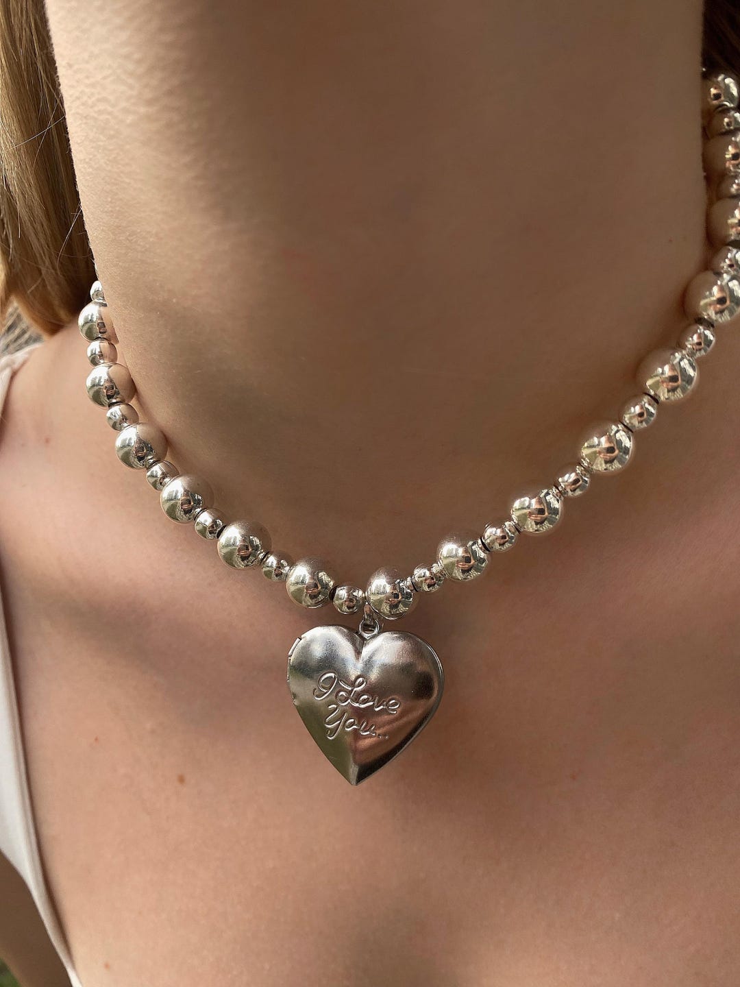 Coquette Heart Locket Necklace, Silver Love Heart Meddallion, Love ...