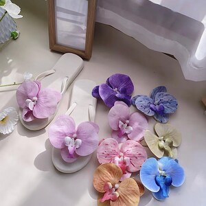 Orchid Flip Flops Sandals, Tropical Shoes With Orchid Flower, Bali ...