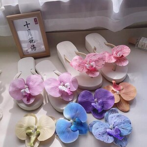 Orchid Flip Flops Sandals, Tropical Shoes With Orchid Flower, Bali ...