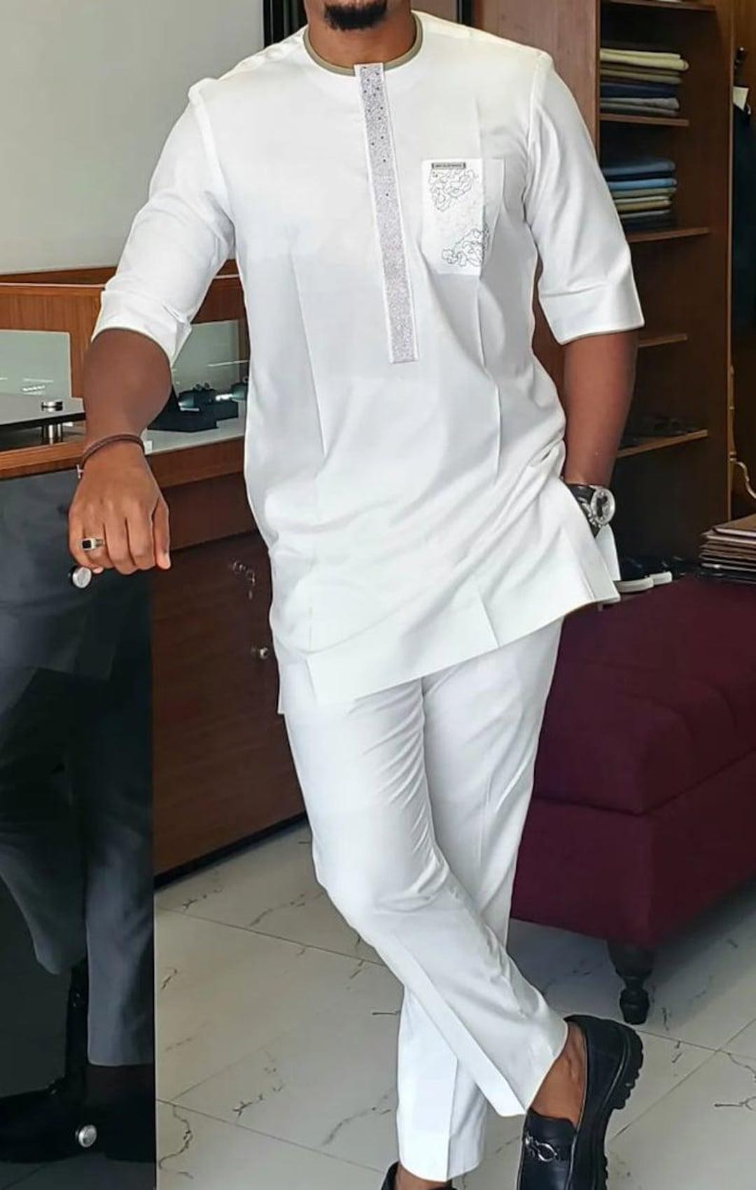 White Senator Suit: African Men's Wedding Outfit - Etsy