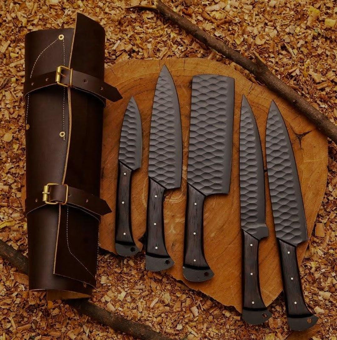 Damascus Steel Chef Set, Hand Forged Damascus Chef Set, Damascus Chef ...