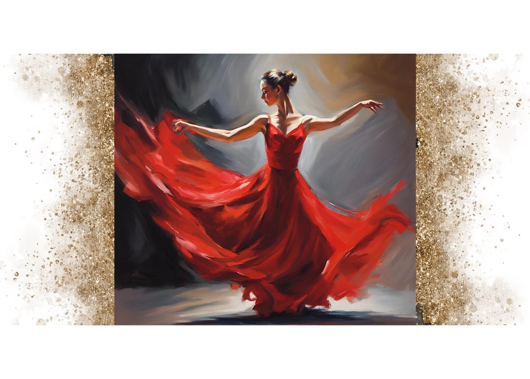 Woman in Red Dancing, Blank Greeting Card With an Inspirational Quote ...