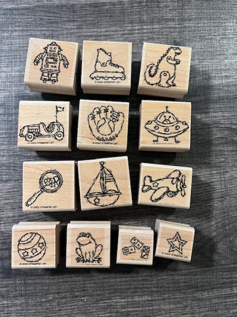 Toy Box Stampin' Up! Stamp Set of 4 - Retired 2002 - Baseball, Toys ...