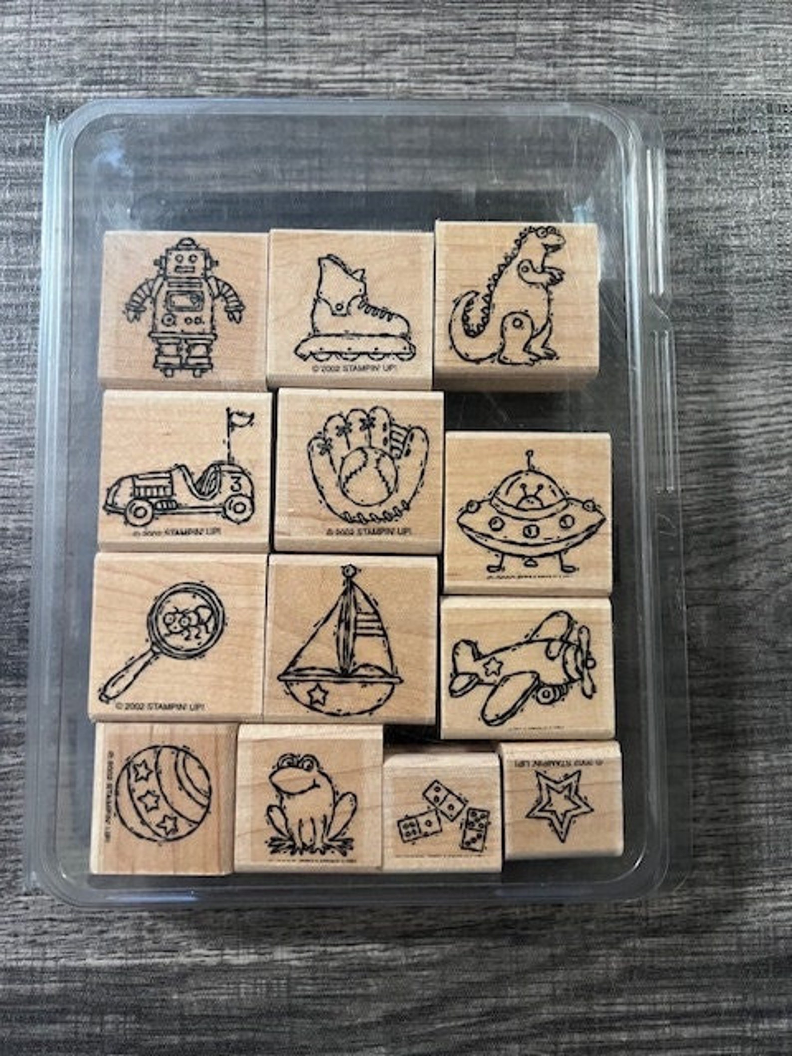 Toy Box Stampin' Up! Stamp Set of 4 - Retired 2002 - Baseball, Toys ...
