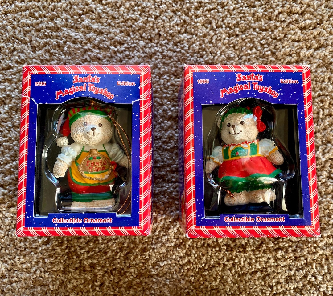 Vintage 1995 Teddy Bear Christmas Ornament: Santa's Magical Toyshop - Etsy