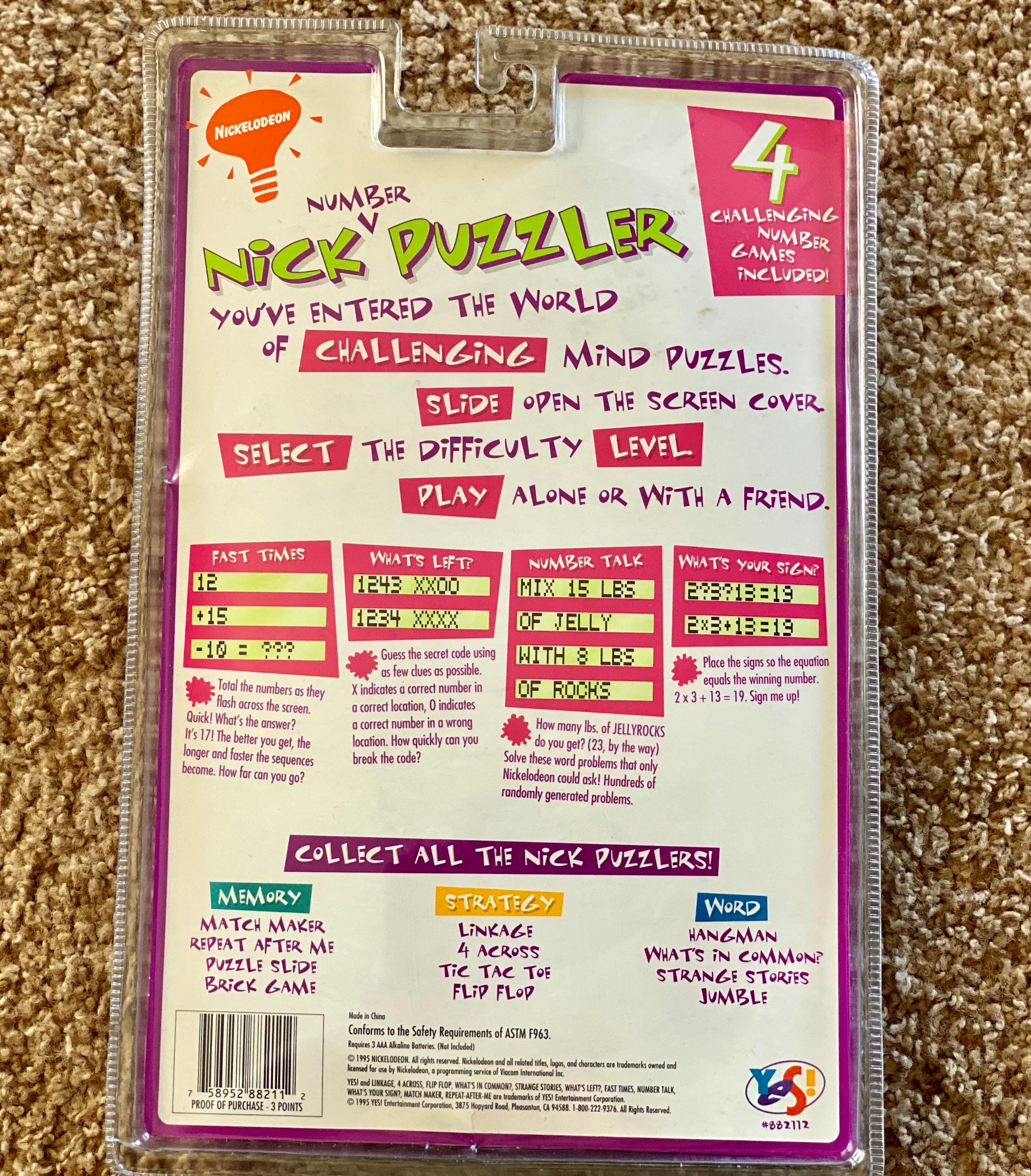 Vintage (1995) Nickelodeon Nick Number Puzzler Hand-held Electronic ...
