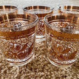 Rare Vintage (1950s/1960s) Starlyte Gold Floral Lowball Rocks Cocktail ...