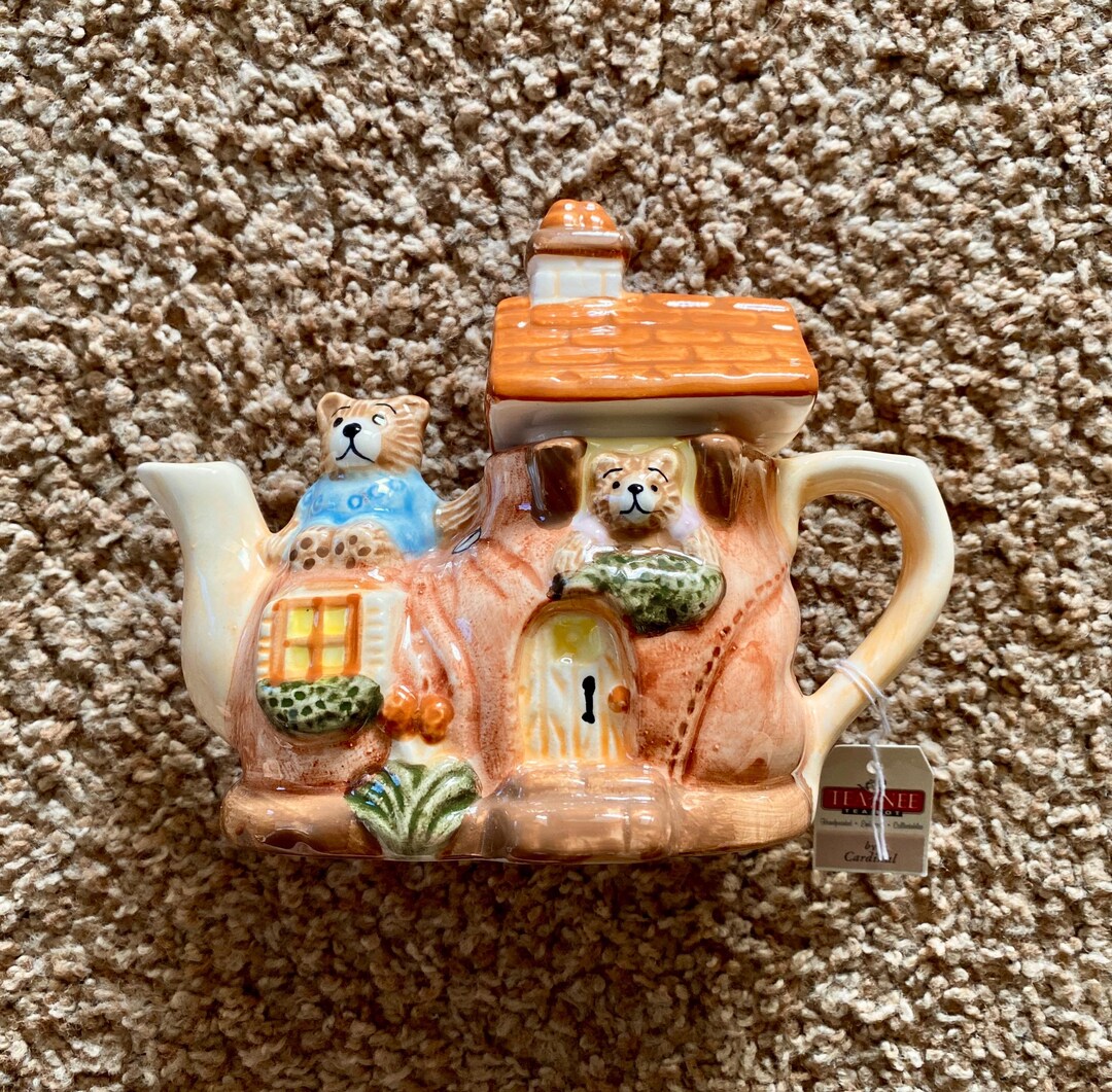 Vintage (1990s) "tea Nee" Hand-painted Ceramic Teapot / Creamer "bears ...