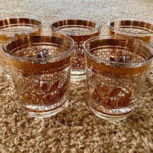 Rare Vintage 1950s/1960s Starlyte Gold Floral Lowball Rocks Cocktail ...