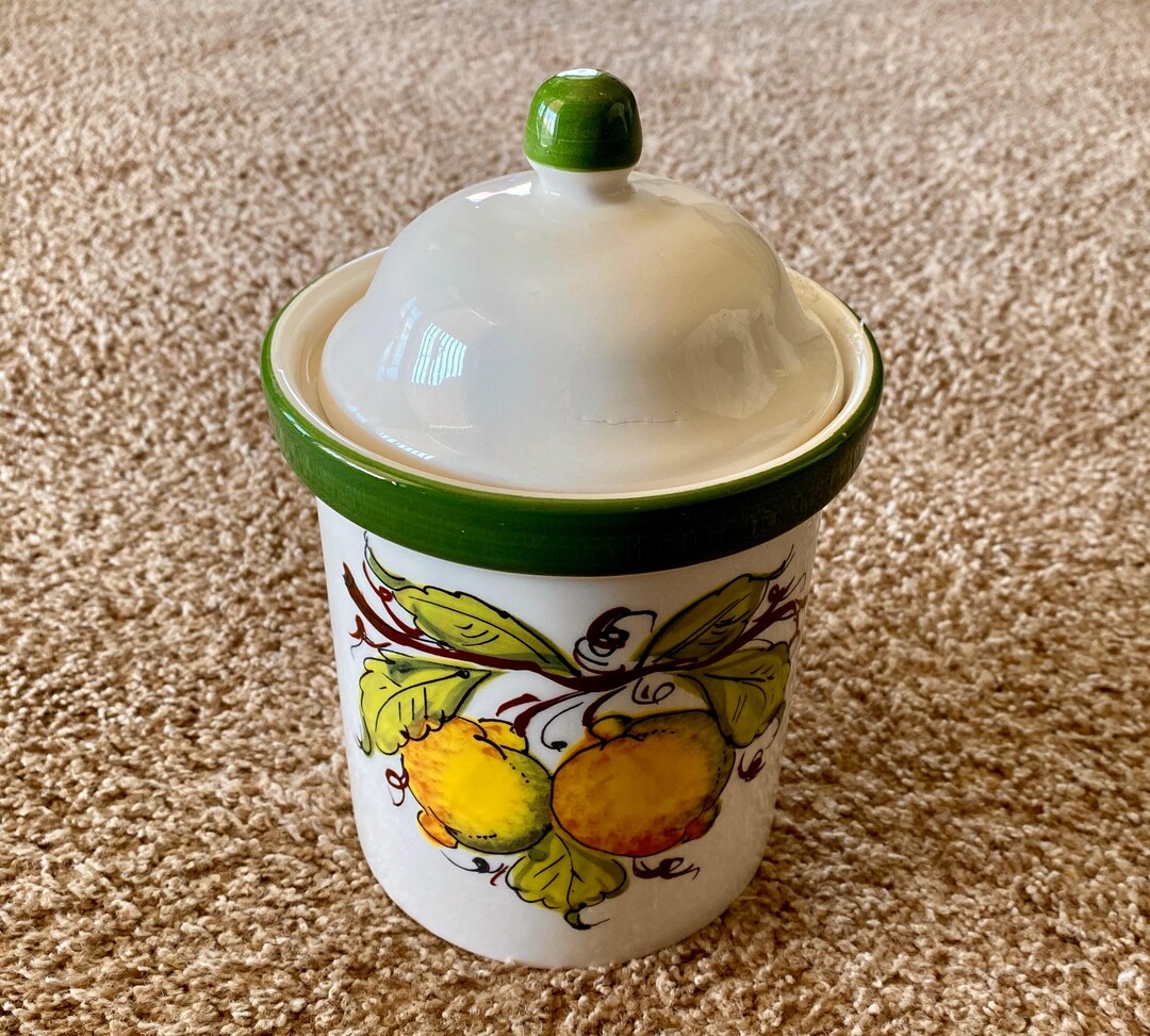 Vintage Hand-painted Lemon Ceramic Canister: Italian Kitchen Decor - Etsy