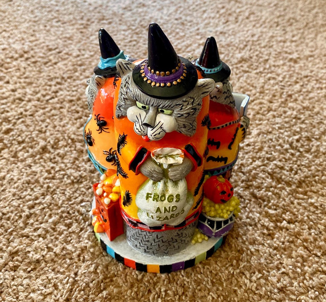 Vintage Fitz & Floyd Halloween Cats Figurine: Musical Ceramic Witches ...