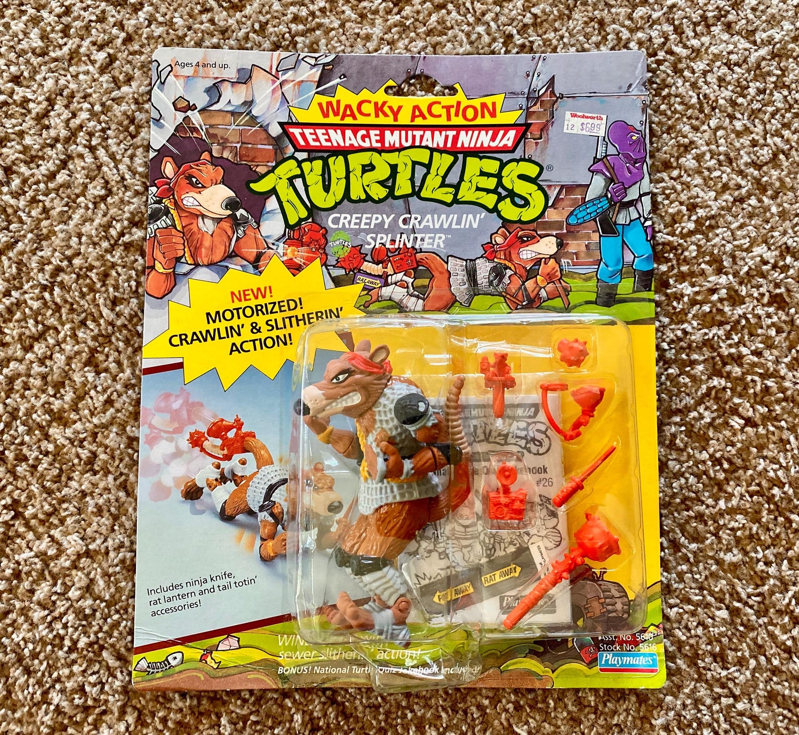Vintage 1990 TMNT Creepy Crawlin' Splinter Motorized Action Figure ...