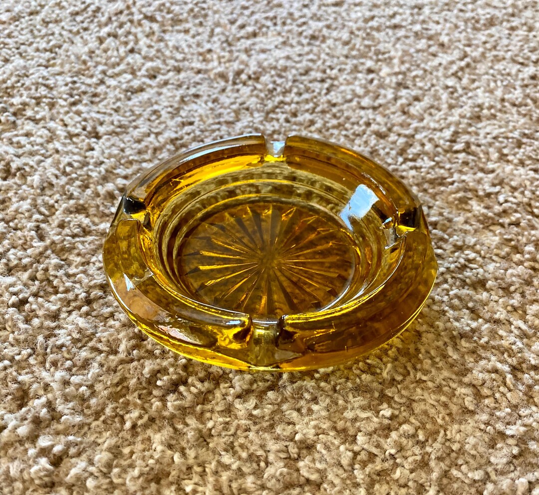 Vintage (1950s/1960s) Amber Gold Ashtray / Trinket or Jewelry Dish ...