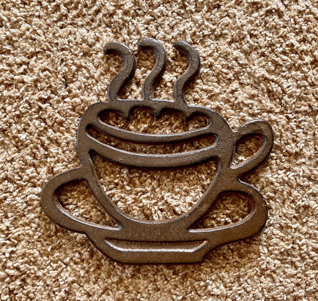 Cast Iron Coffee Cup Trivet: Brown Coffee Decor [pre-owned] - Etsy