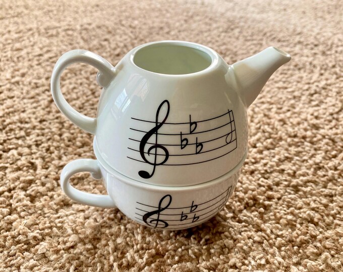 Vintage (1980s) "symphony" 2-piece Stacking Music Notes Tea Cup & Tea ...