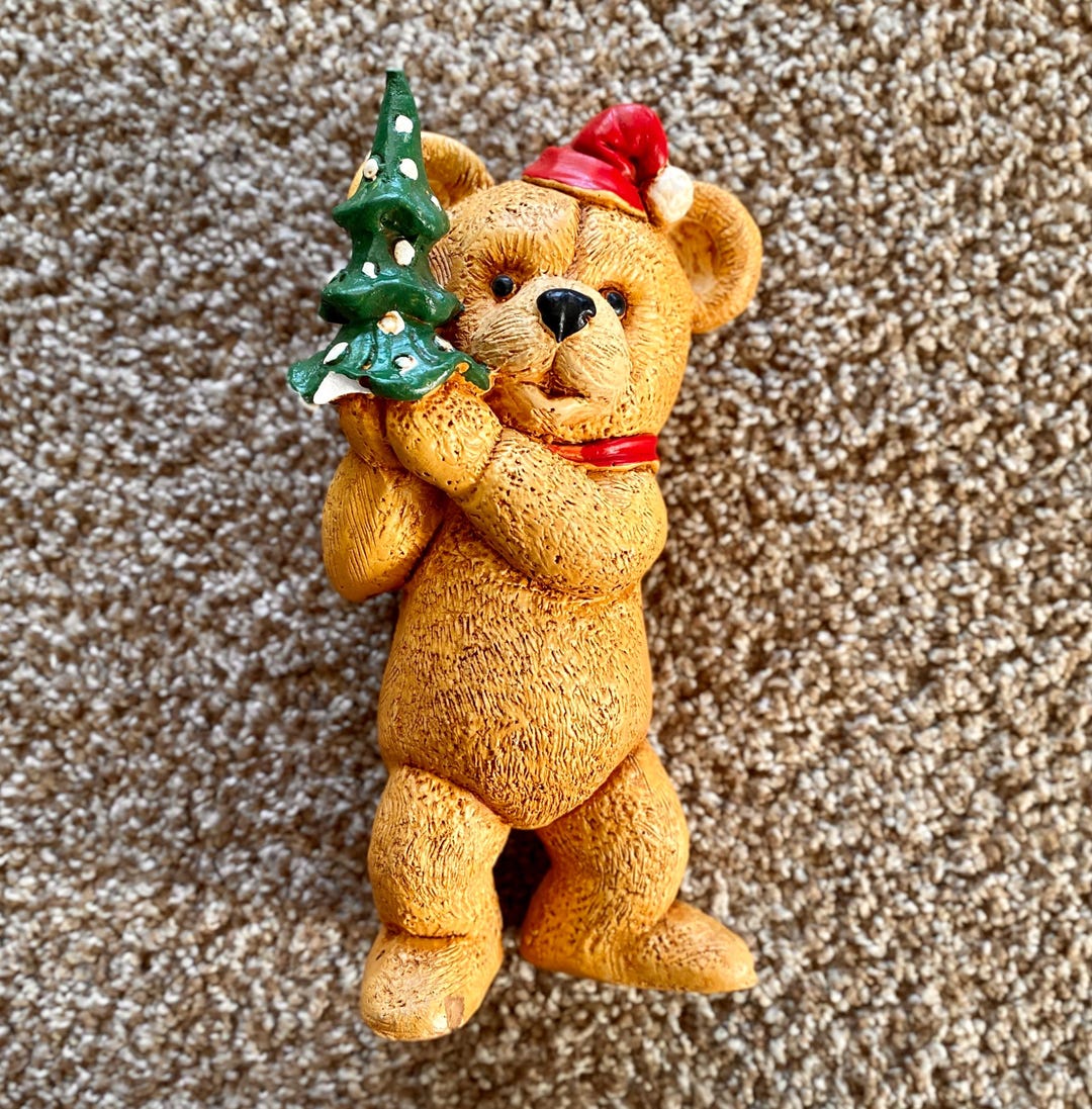 Vintage 1983 Christmas Bear Statue: Holiday Decor (7.5") - Etsy