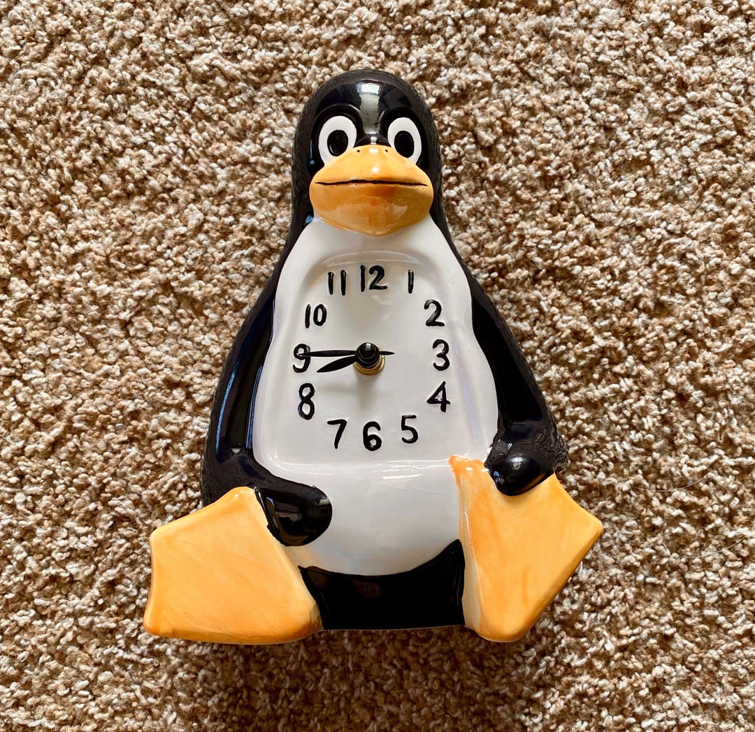 Rare Vintage (1970s) Penguin Hand-painted Ceramic Wall Clock | Tabletop ...