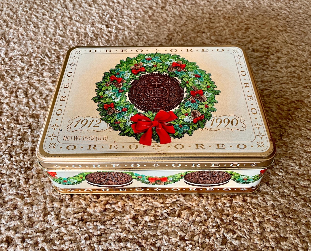 Vintage (1990) Oreo Cookies Collectible Christmas Wreath Holiday Tin W ...