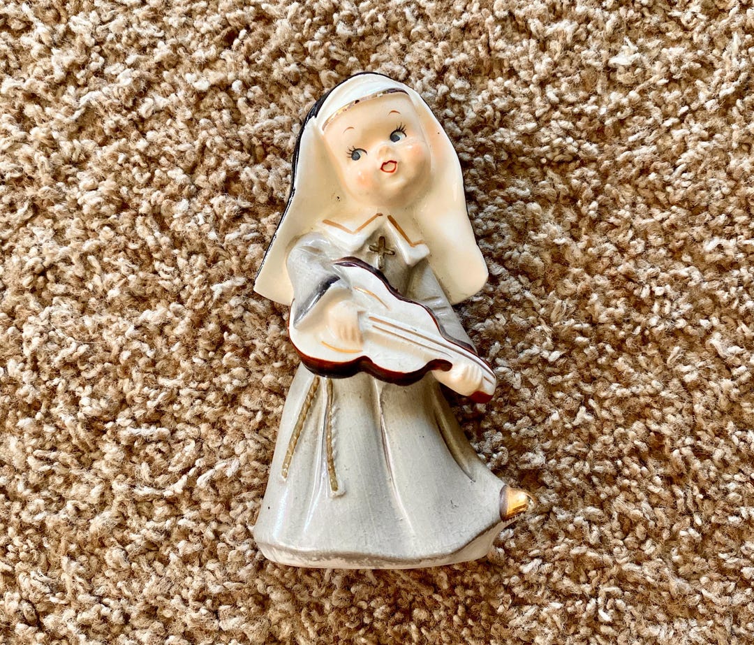Vintage (1950s) Musical Nun Ceramic Midcentury 5.5" Figurine Statue ...
