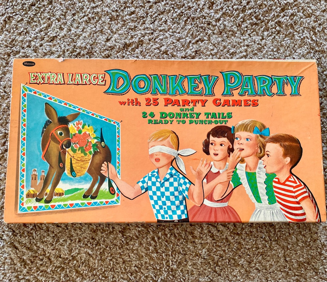 Vintage Pin the Tail on the Donkey Game: 1952 Midcentury Party (missing ...