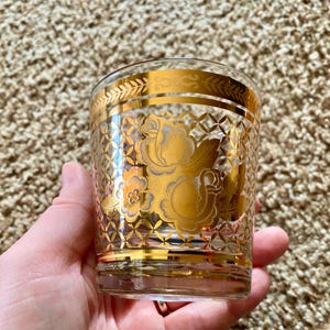 Rare Vintage 1950s/1960s Starlyte Gold Floral Lowball Rocks Cocktail ...