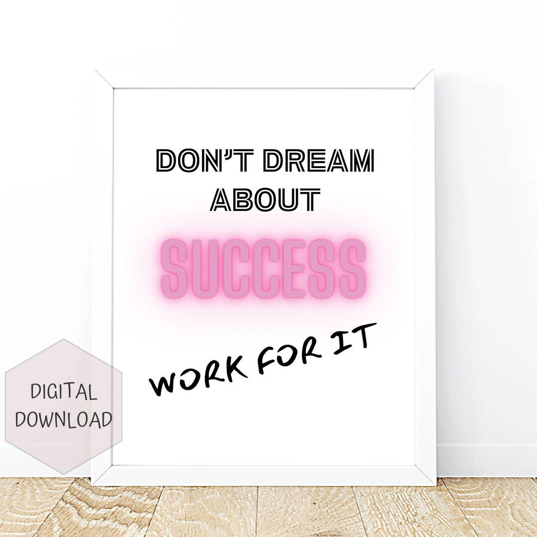 Neon Pink Motivational Success Poster | Dream Big Poster ...