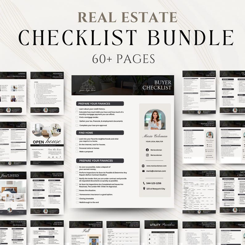 Real Estate Checklist, Prep - Listing Template, Buyer Checklist, Seller ...