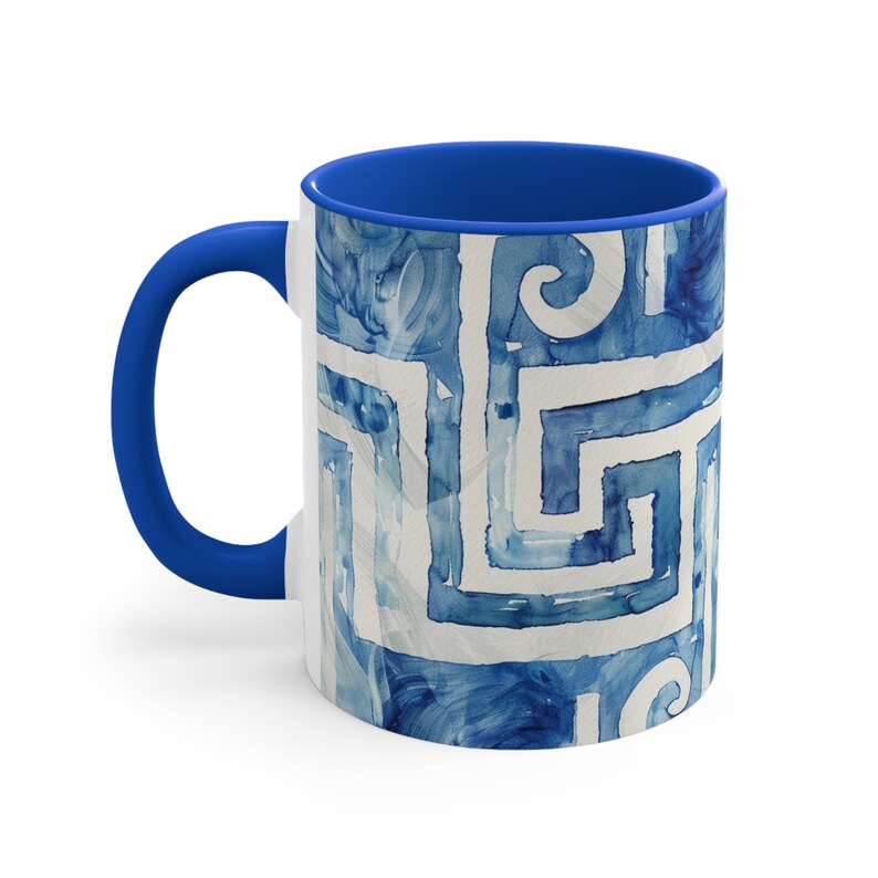 Blue Greek Key Mosaic Mug, Personalized Greek Mug, Greek Gift, Greek ...