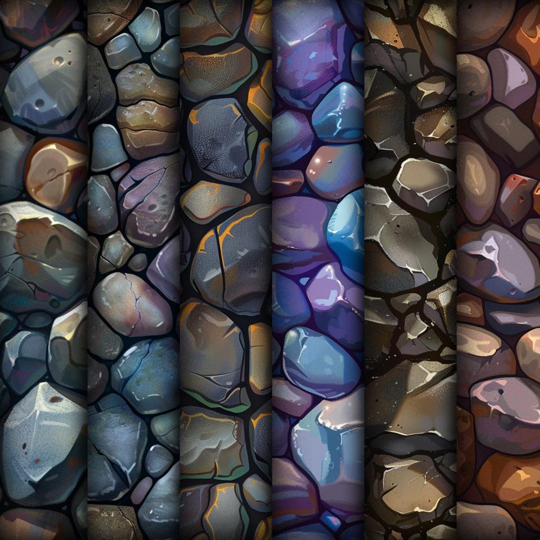 6 X Stone Handpainted Tileable Textures, Warcraft Hearthstone Inspired ...