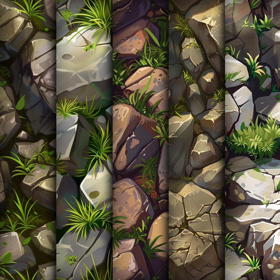 5 X Ancient Rubble Handpainted Tileable Textures Pack, Warcraft ...