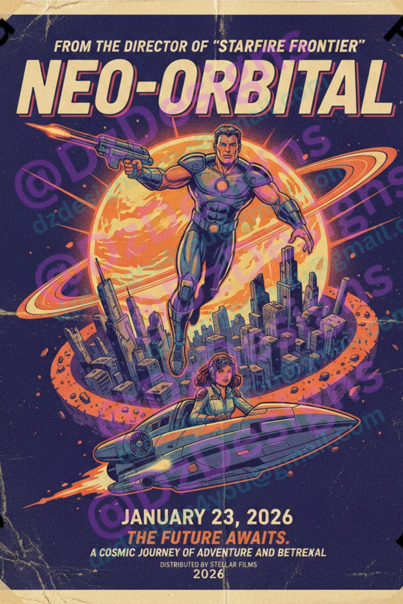 Neo-orbital Sci-fi Movie Poster - Retro Galactic Wall Art - Etsy