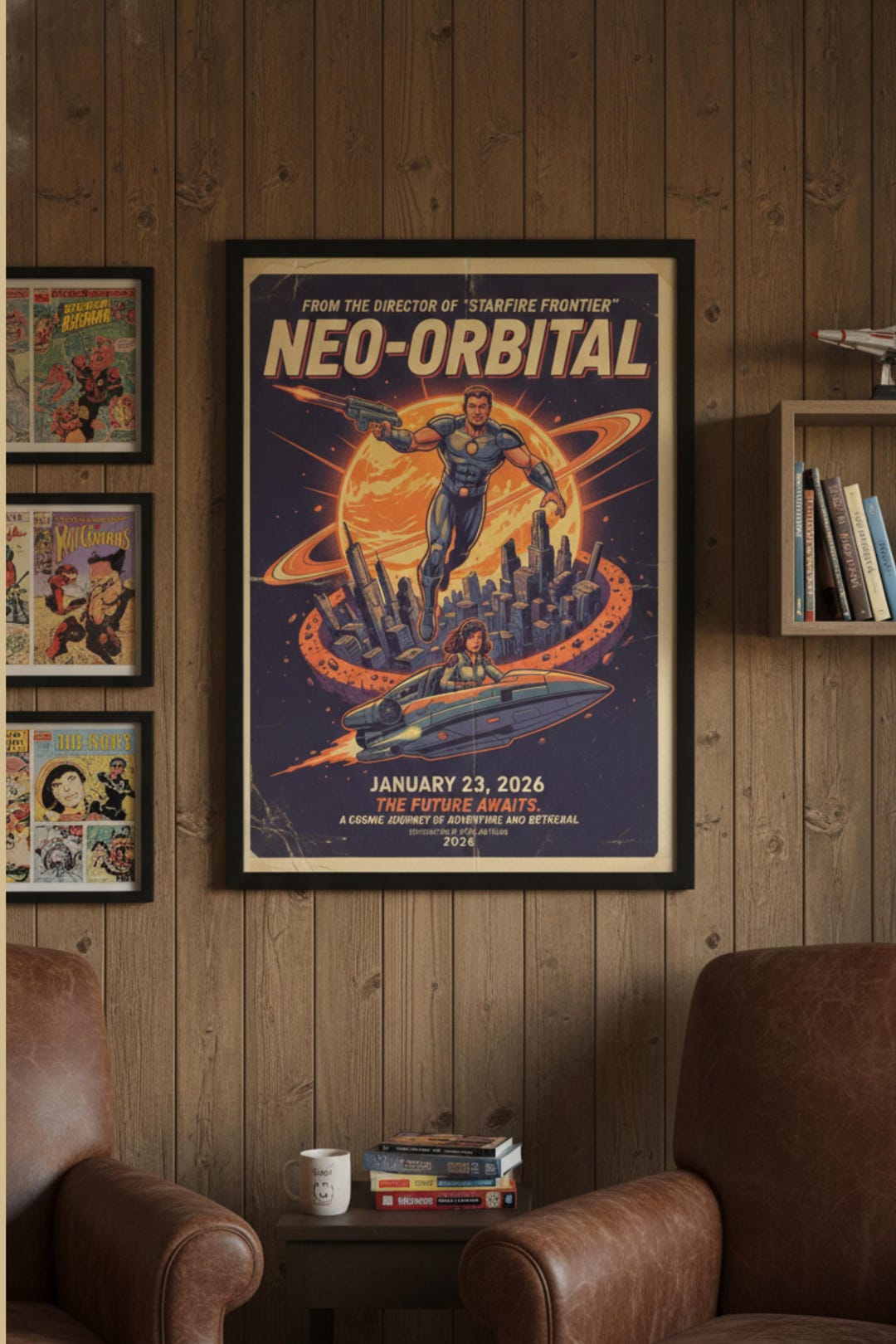 Neo-orbital Sci-fi Movie Poster - Retro Galactic Wall Art - Etsy