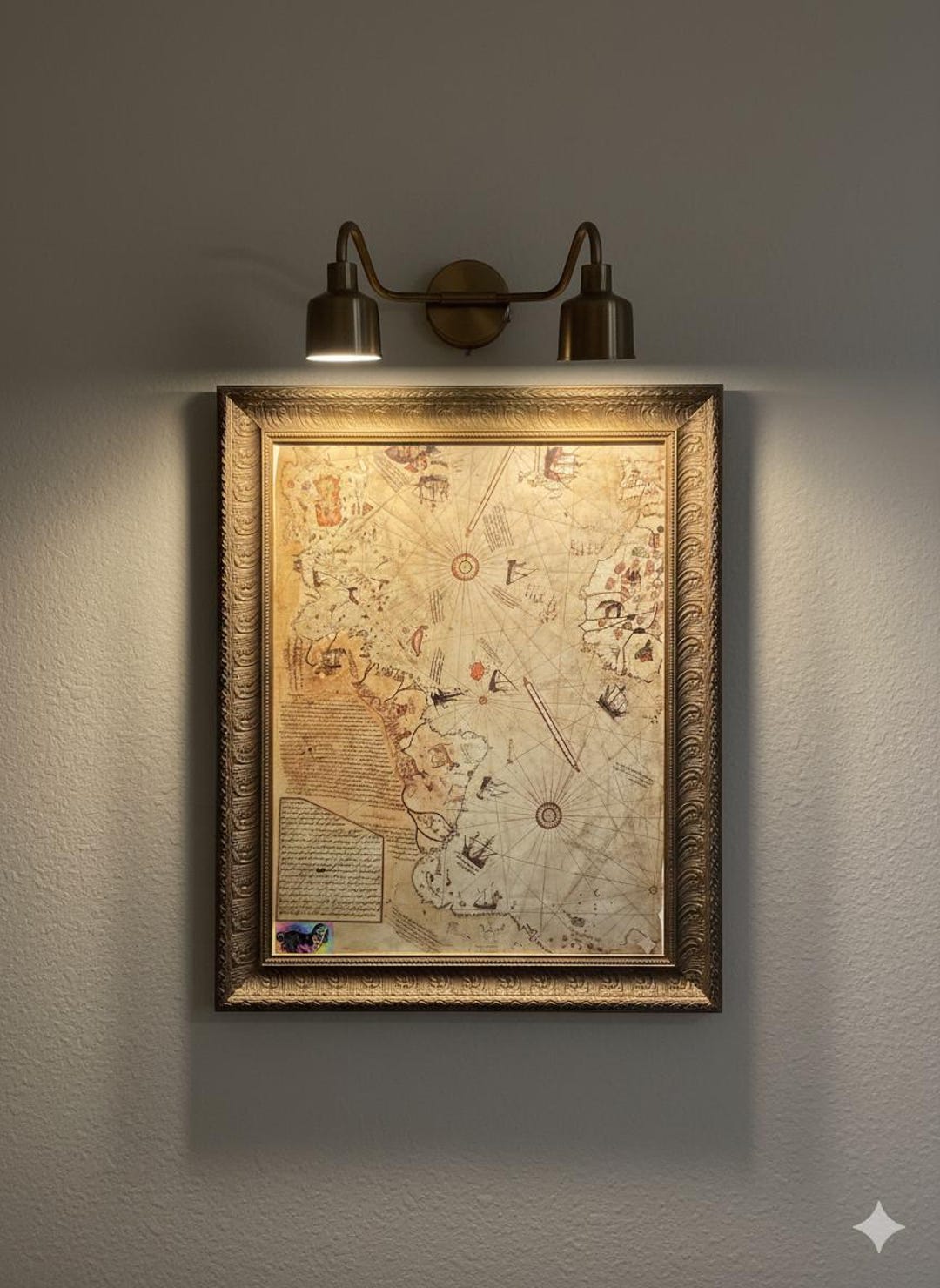 Piri Reis World Map: Framed Antique Replica Nautical Chart (30x38) - Etsy
