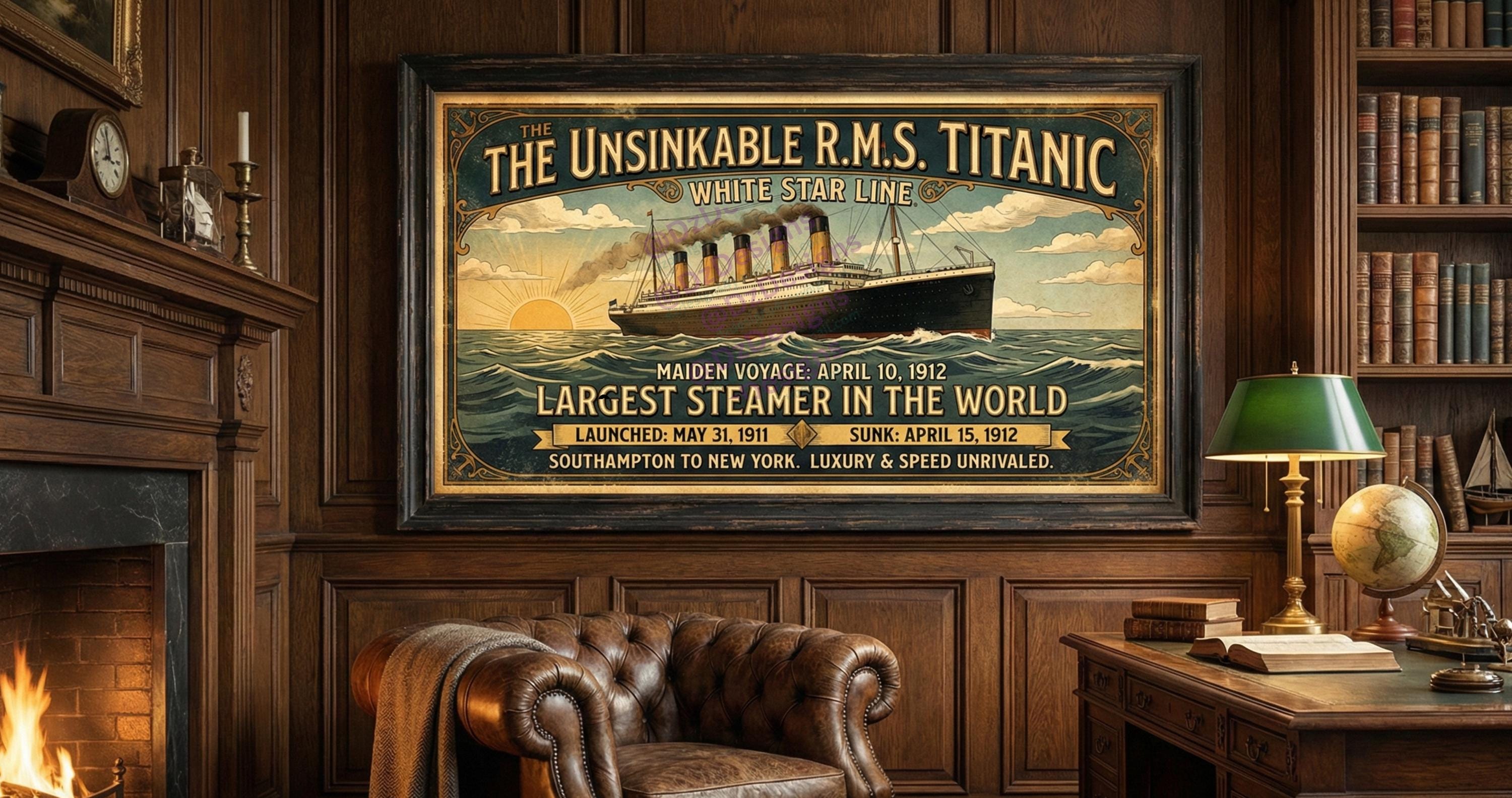 Vintage Titanic Poster - Nautical History Print - Multiple Size - Etsy