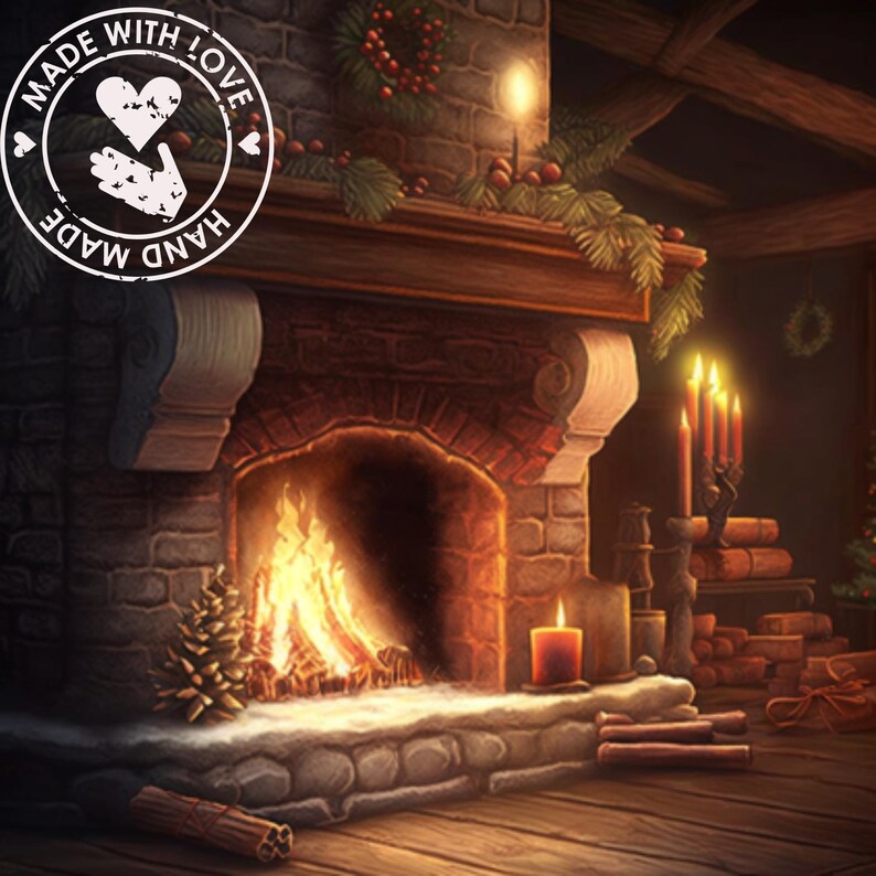 Christmas Fireplace Digital PNG for Cards & Gifts - Instant Download ...