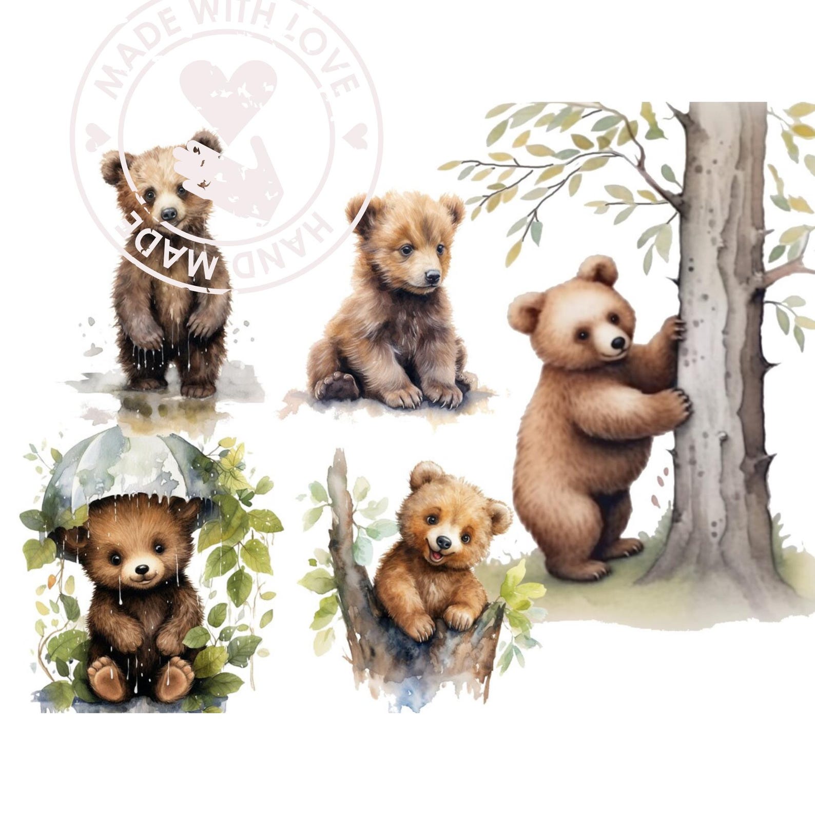 Sweet Baby Bear PNG Clipart - Cute Forest Animals for Commercial Use - Etsy
