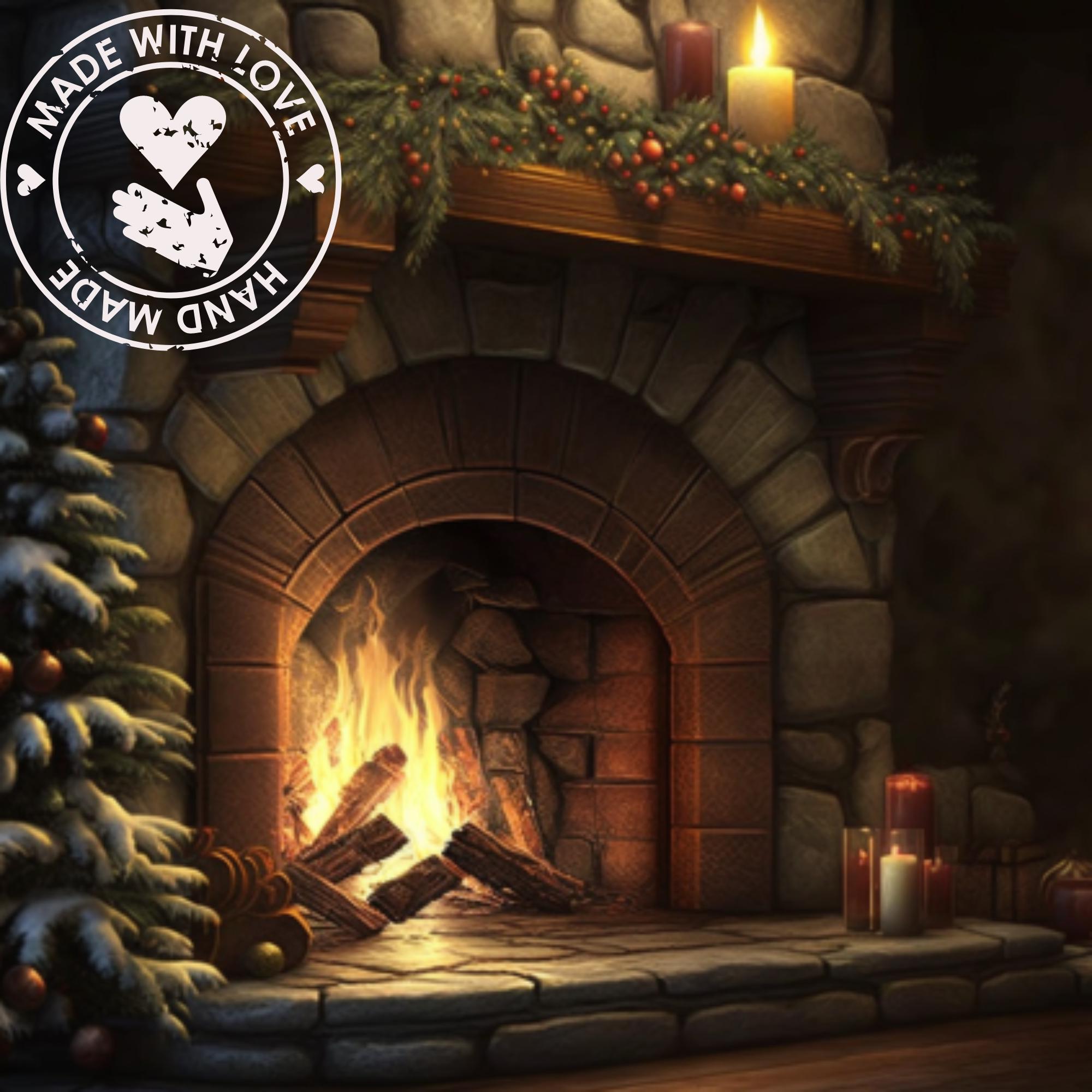 Christmas Fireplace Digital PNG for Cards & Gifts - Instant Download ...