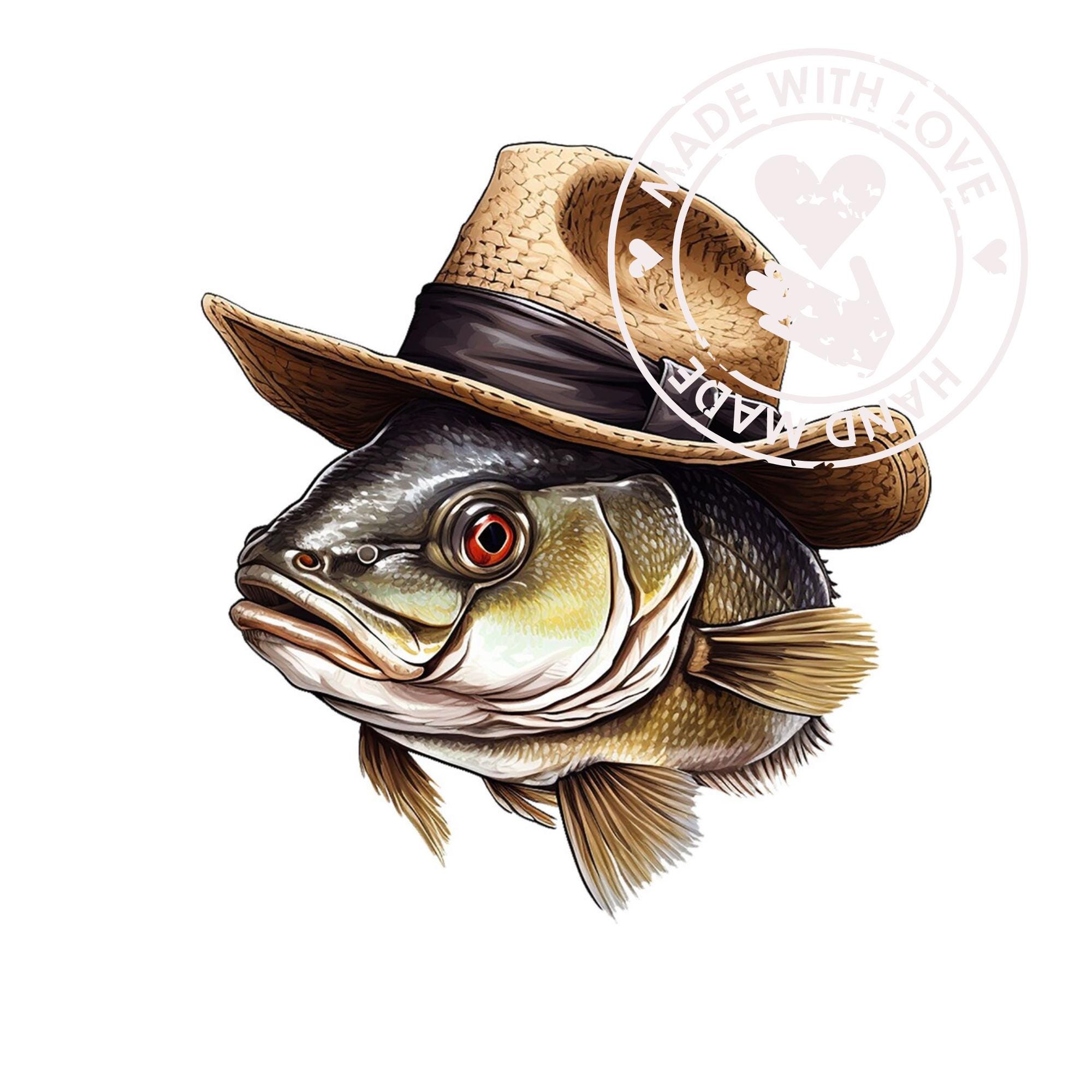 Realistic Bass Fish Clipart With Baseball Cap & Sunglasses - Digital ...