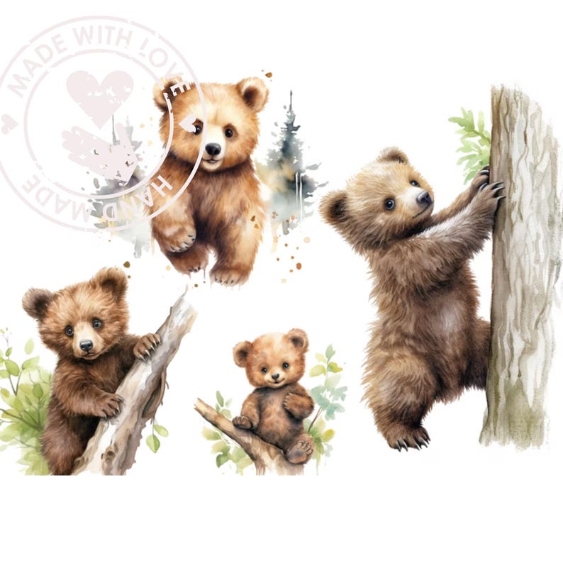 Sweet Baby Bear PNG Clipart - Cute Forest Animals for Commercial Use - Etsy