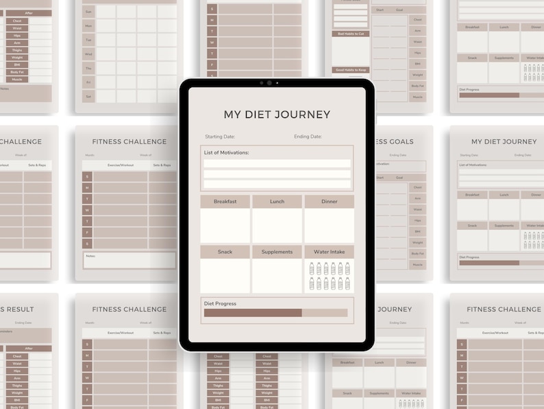 Printable Daily Diet Planner & Meal Tracker Set - Fillable PDF - A4/a5 ...