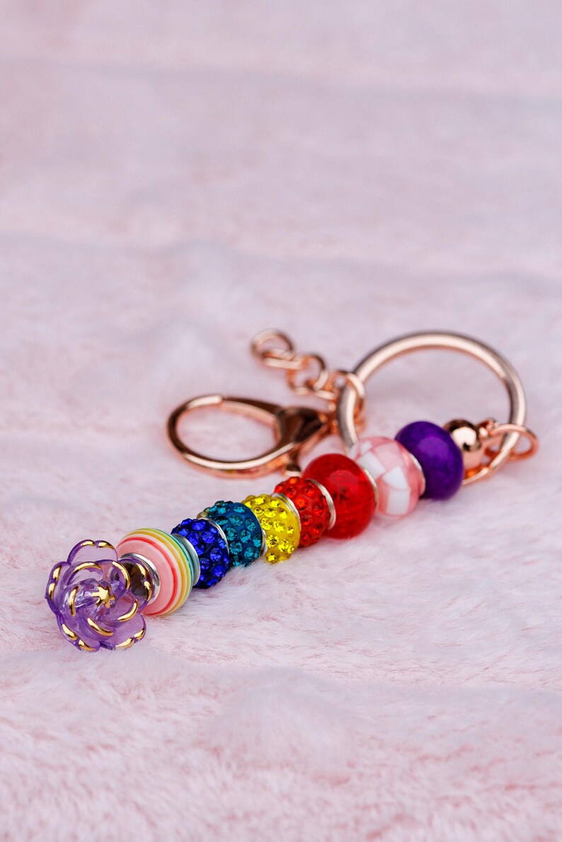Rose Gold Beaded Keychains - Etsy