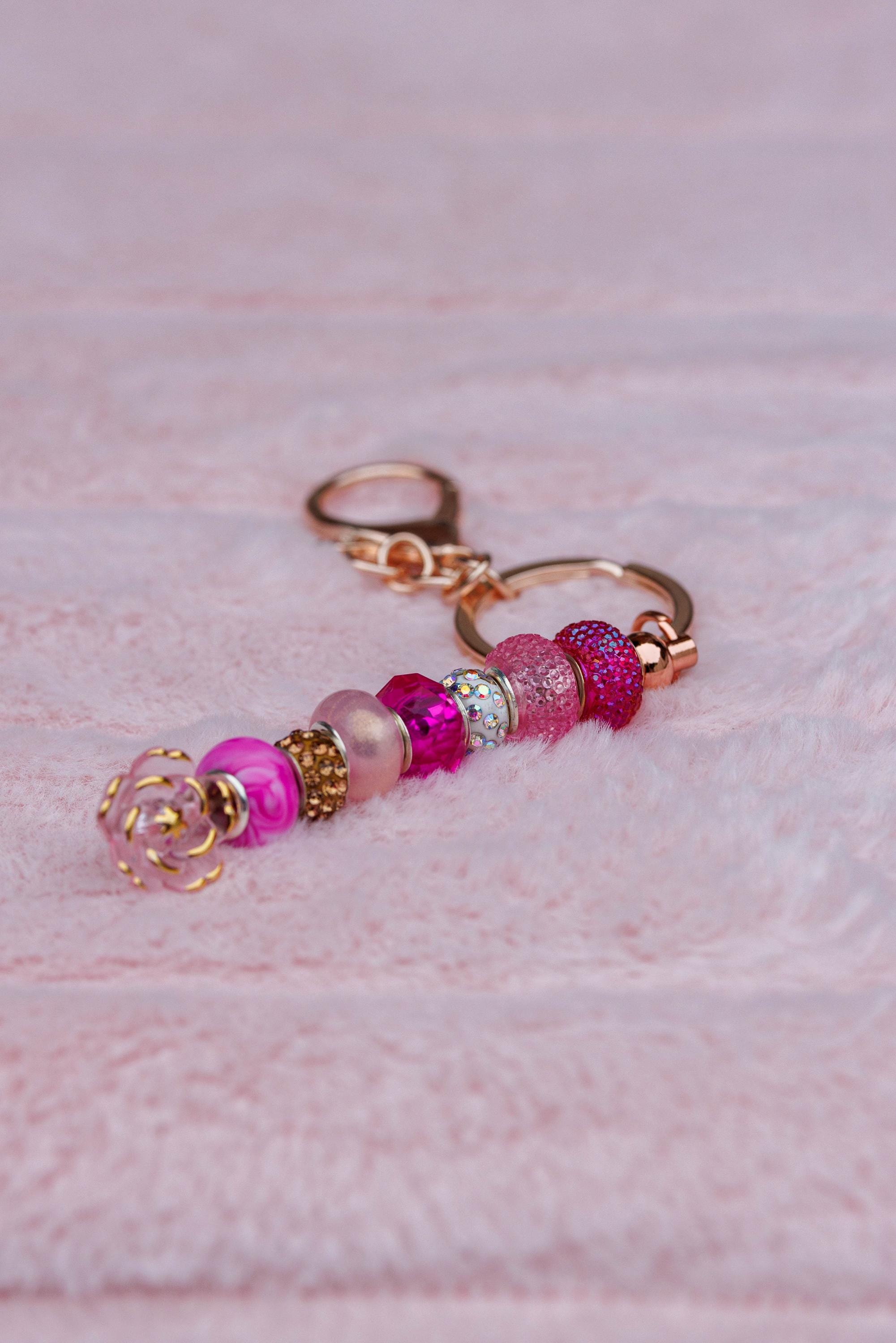 Rose Gold Beaded Keychains - Etsy