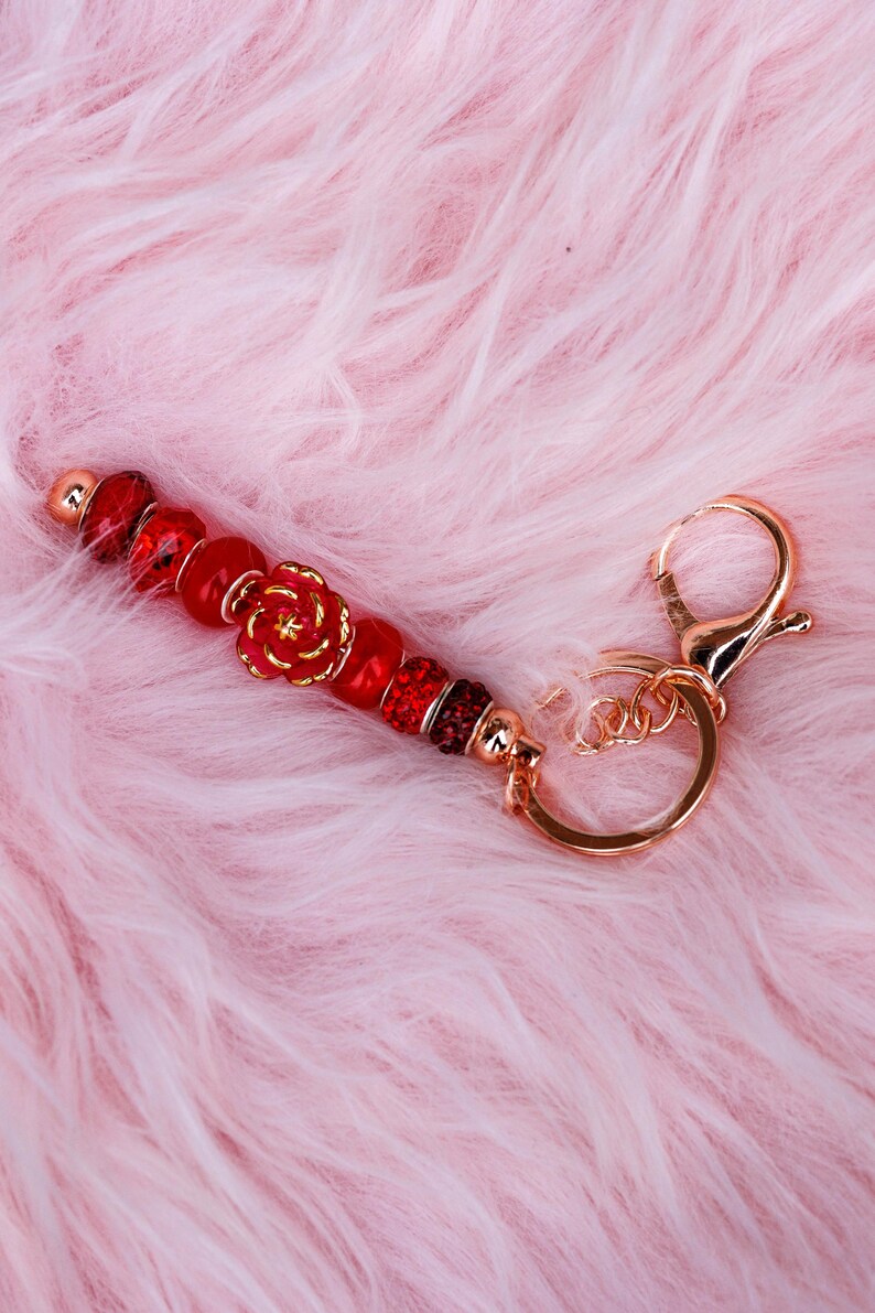 Rose Gold Beaded Keychains - Etsy