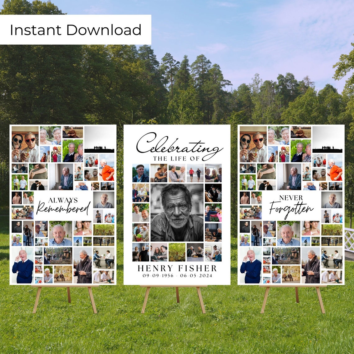 Funeral Photo Collage Set - 24x36, Celebration of Life, Funeral Welcome ...
