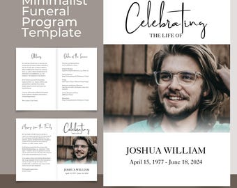 Minimalist Funeral Program Template Printable Order of Service Simple ...